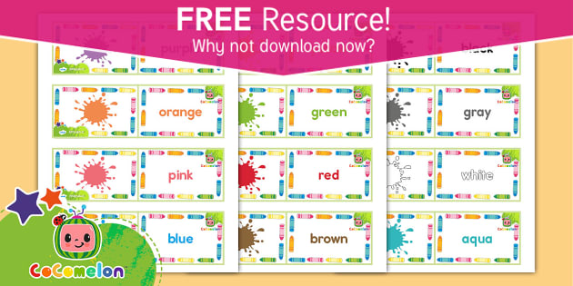 FREE CoComelon: Color Words and Pictures Matching Cards