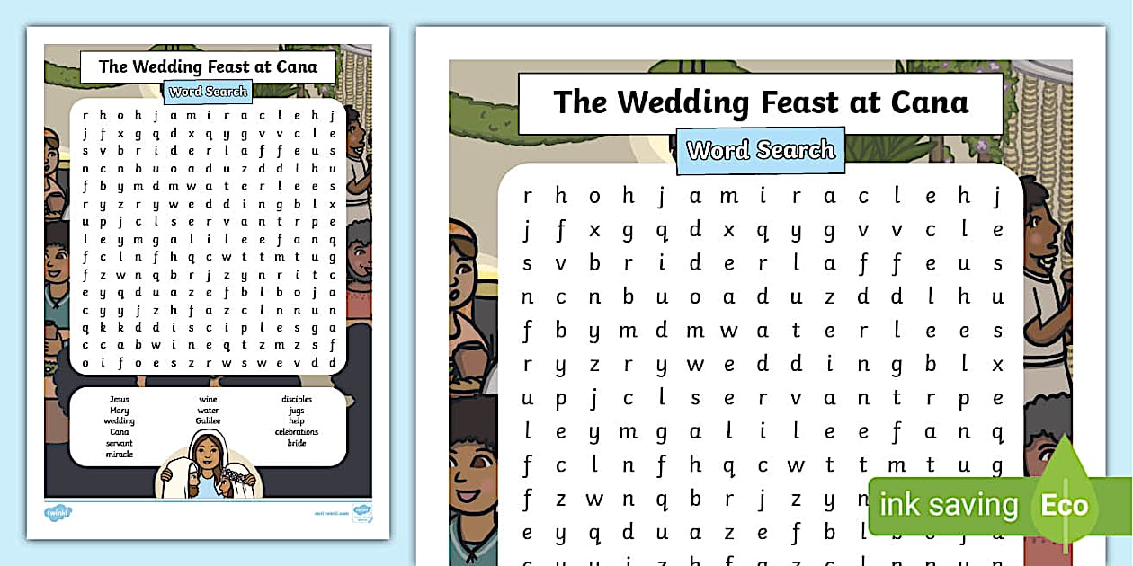The Bible Story of the Wedding Feast at Cana Word Search
