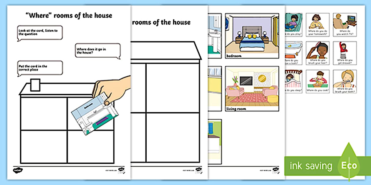 Where Rooms Of The House Cut And Stick Activity - Twinkl