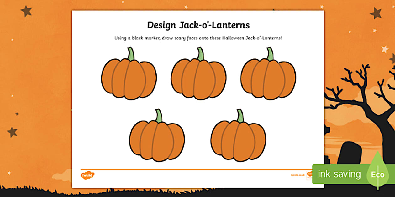 Black and White Design Halloween Jack-o'-Lanterns Worksheet