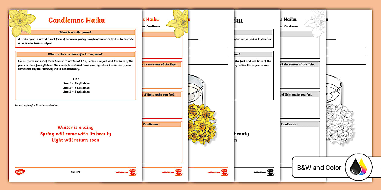 Create Your Own Haiku for Candlemas Worksheet - Twinkl
