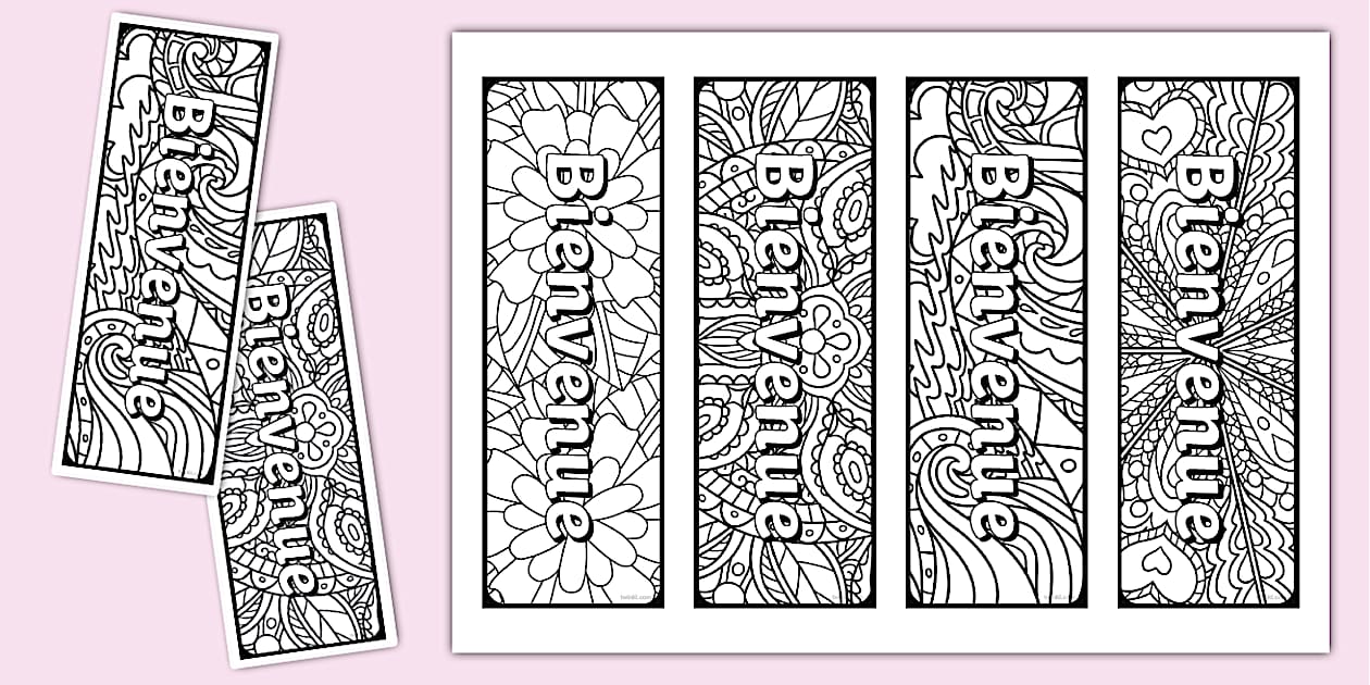 Marque-page à colorier : Bienvenue