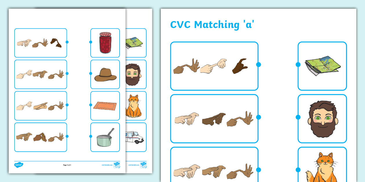 CVC Matching Activity a with British Sign Language - Twinkl