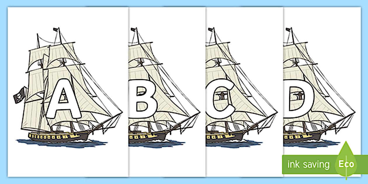A-Z Alphabet on Pirate Ships (teacher made) - Twinkl