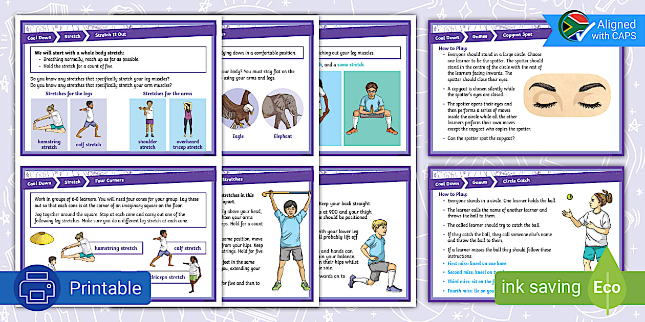 Grade 6 Physical Fitness Gymnastics Movement Cool Down Cards