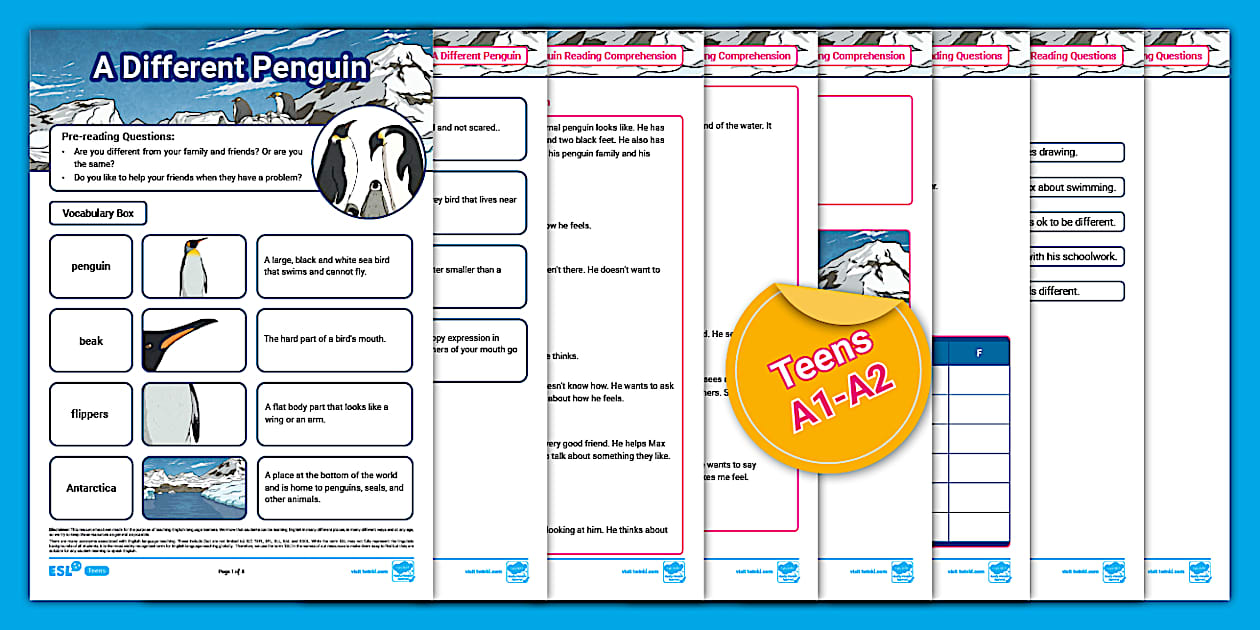 ESL A Different Penguin Reading Comprehension [Teens, A1-A2]