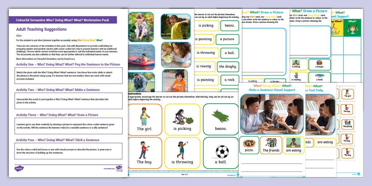Colourful Semantics: Who? Doing What? What? Workstation Pack