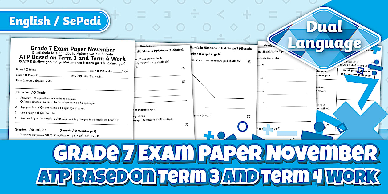 Grade 7 Maths Term 4 Exam Papers-Sepedi