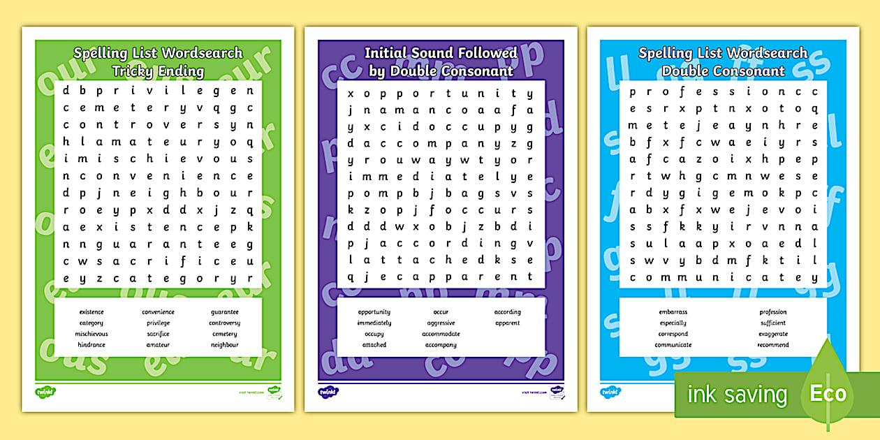 Years 5-6 Spelling List Word Search Pack (teacher made)