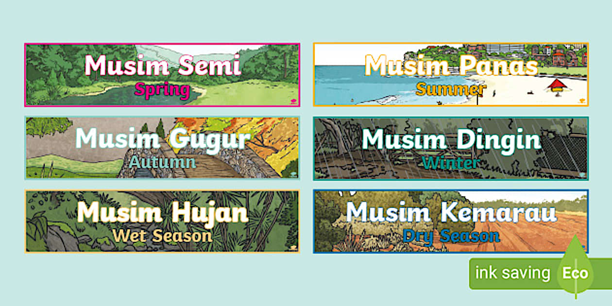 Seasons Display Banners Indonesian (teacher made) - Twinkl