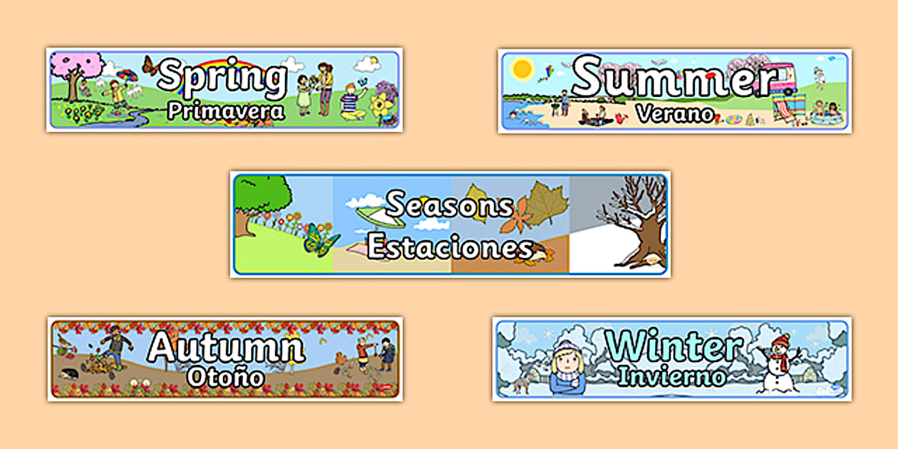 Seasons Banners English/Spanish (Teacher-Made) - Twinkl