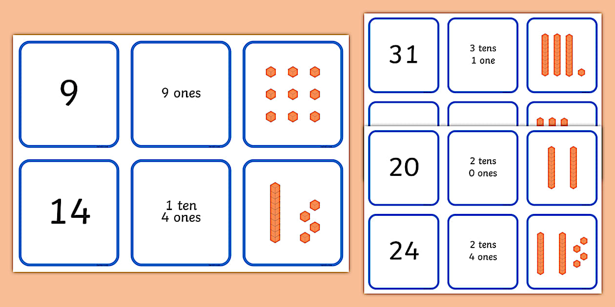 Place Value to 50 Tens and Ones Dienes Matching Cards