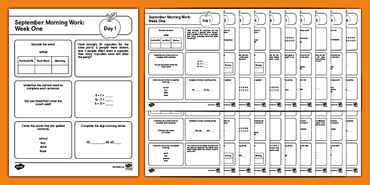 Second Grade September Morning Work Bundle (teacher made)