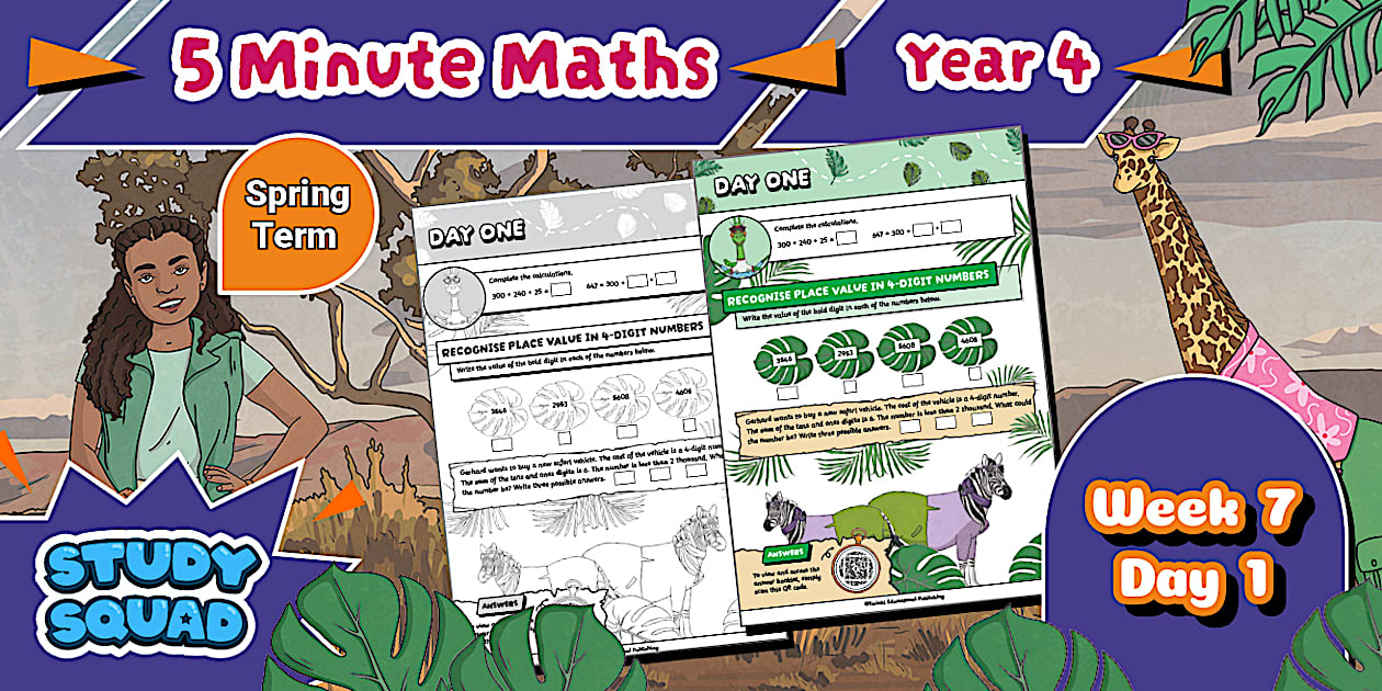 👉 Study Squad 5 Minute Maths - Year 4 Spring - Week 7 Day 1