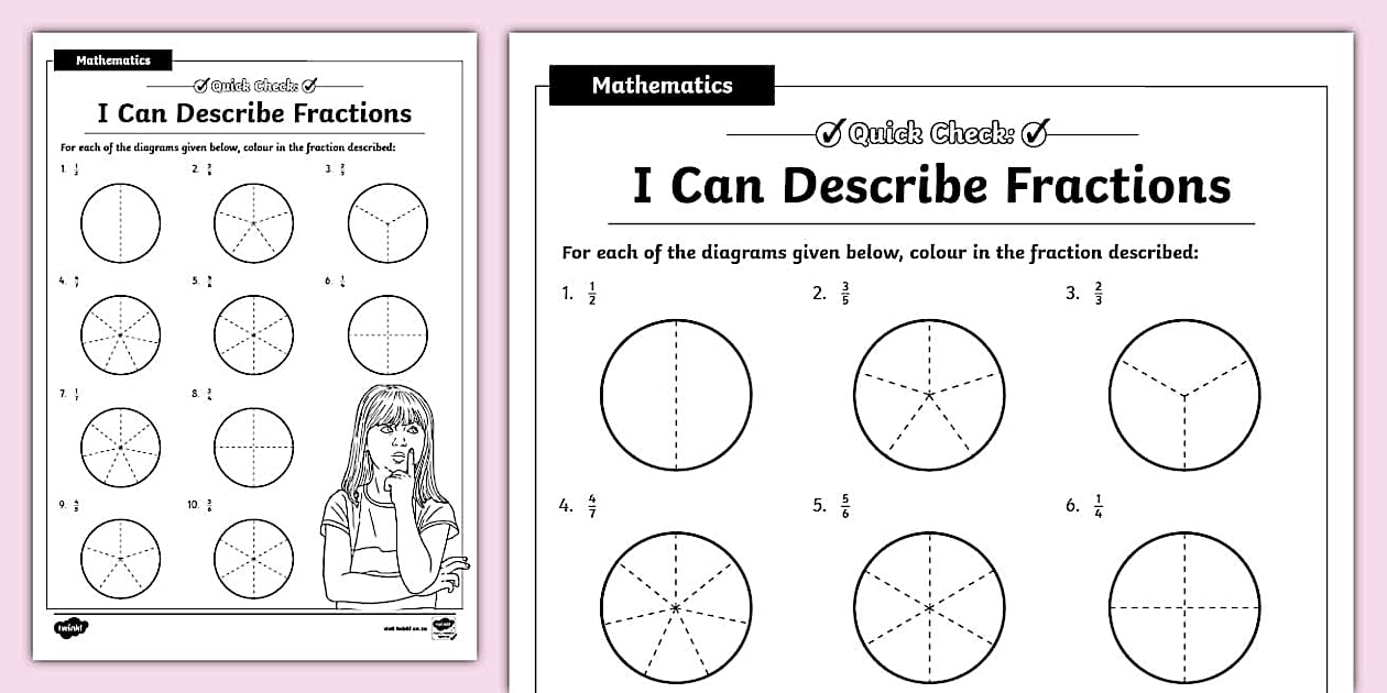 Quick Check: I Can Describe Fractions (teacher made)