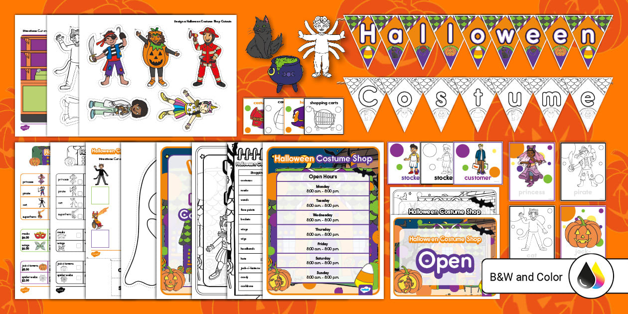 Halloween Costume Shop Dramatic Play Activity Pack - Twinkl