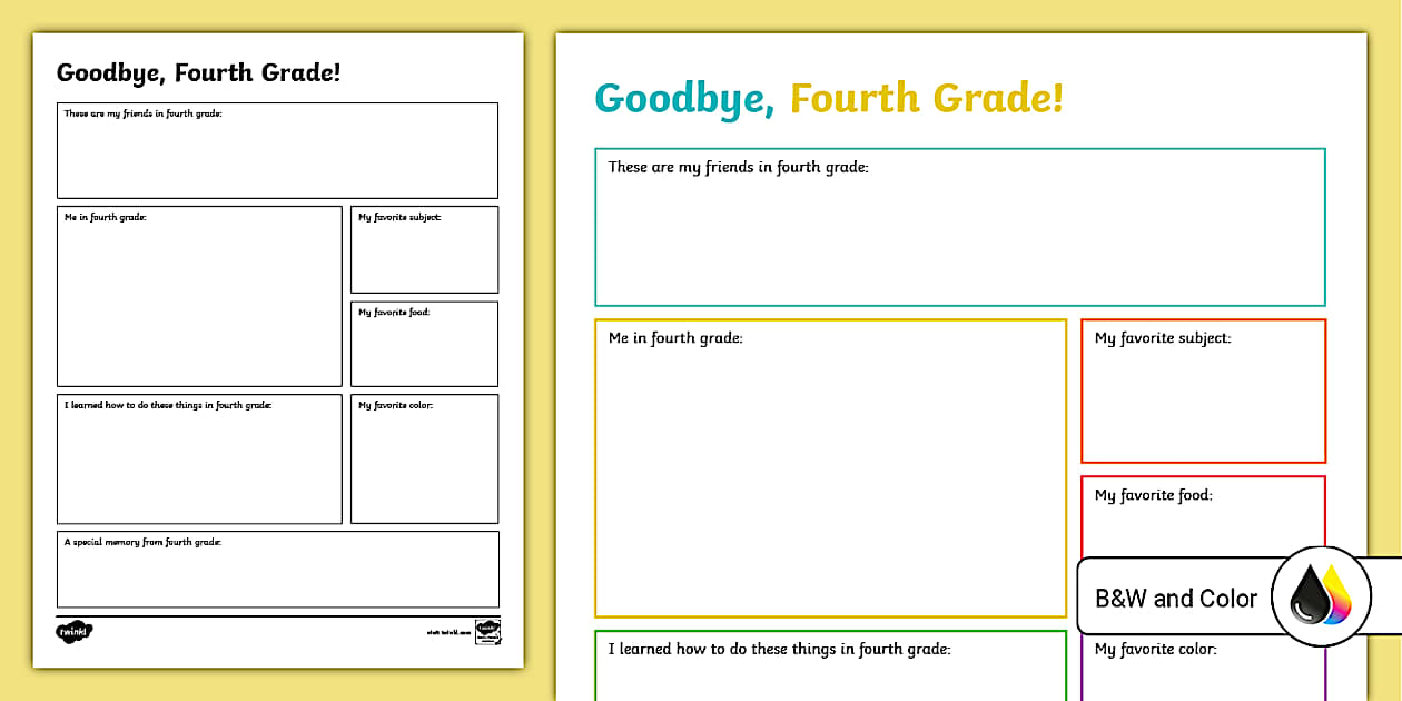 Goodbye 4th Grade Worksheet | End of Year | Twinkl USA