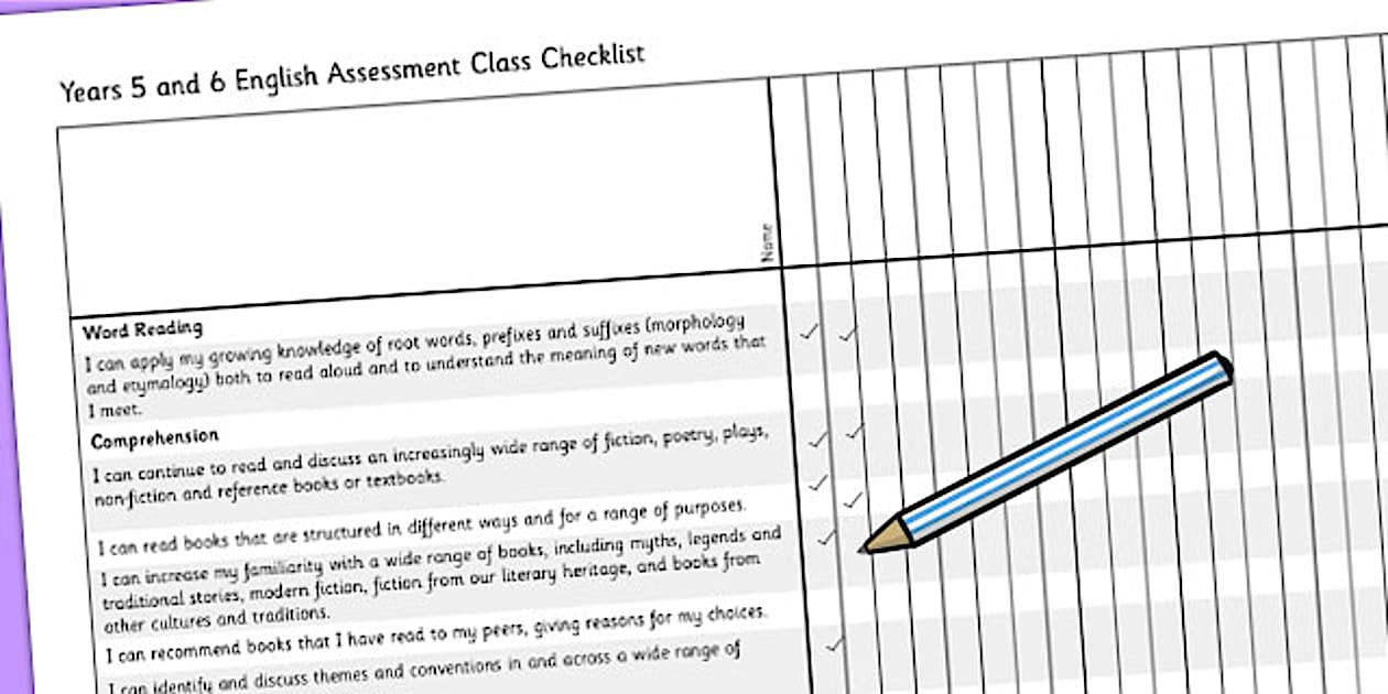 Editable 2014 Curriculum UKS2 Years 5 and 6 English Assessment Class ...