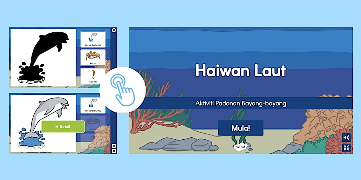 Permainan Interaktif Padanan Bayang-bayang Haiwan Laut