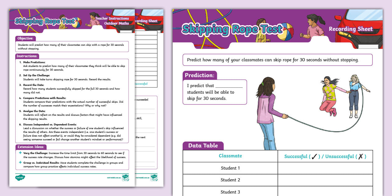 Outdoor Maths: Skipping Rope Test (Teacher-Made) - Twinkl