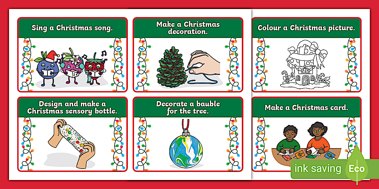 Christmas Wellbeing Action Cards (teacher made) - Twinkl