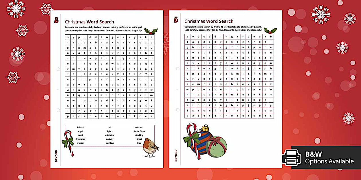 Printable KS3 Christmas Word Search | Beyond Festive Puzzles
