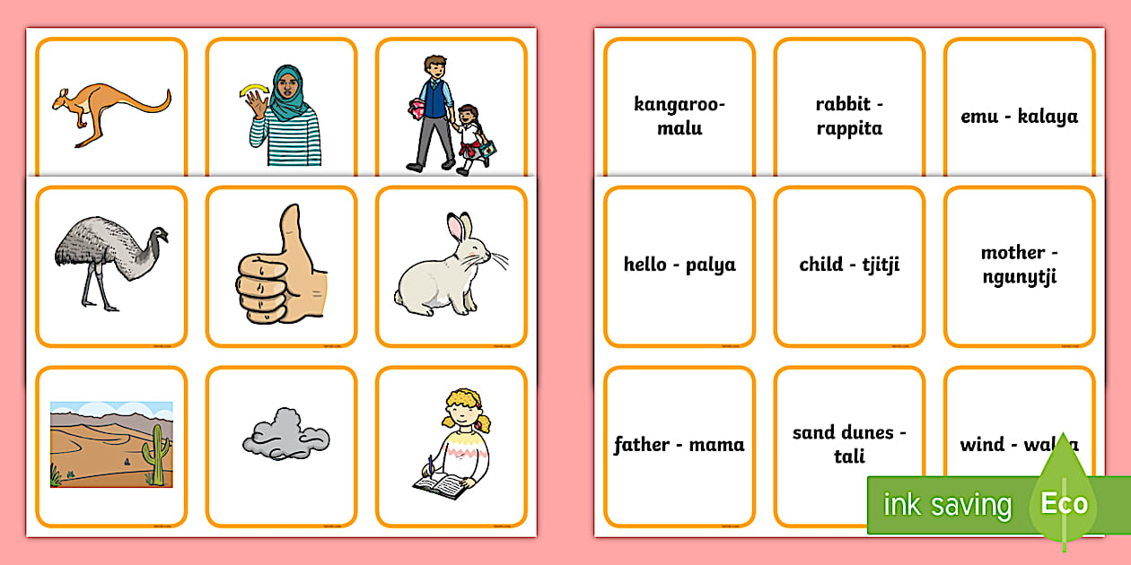 Anangu Aboriginal Language Matching Cards (teacher made)