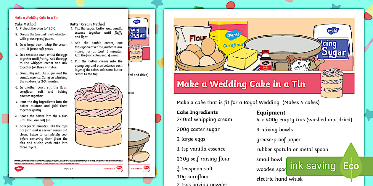 Bake a Cake in a Tin Recipe - Twinkl