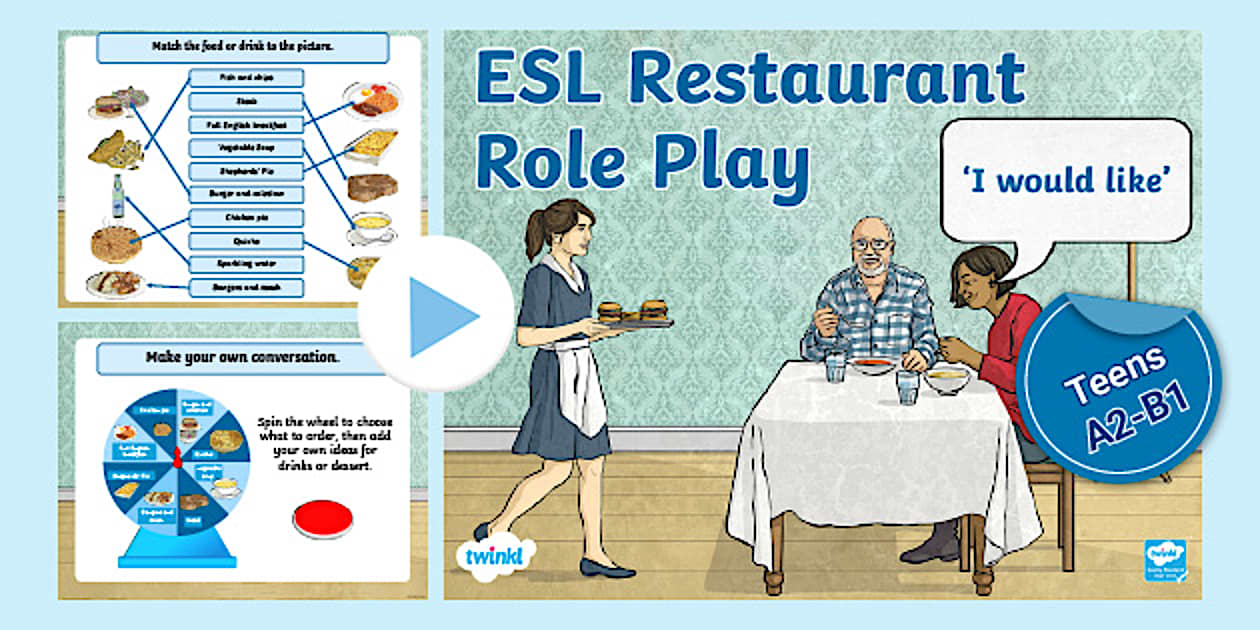 At the Restaurant 'Would Like' Role Play for ESL Students