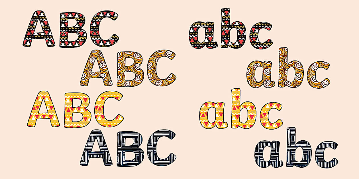 Traditional African Fabric Patterns Display Lettering