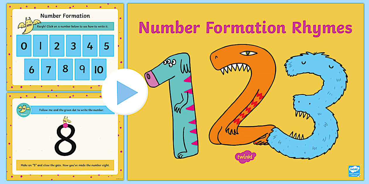 Number Formation Rhyme PowerPoint, overwriting - Twinkl