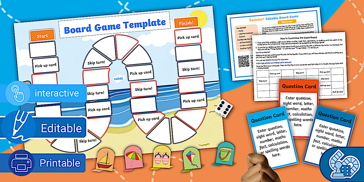Summer Editable Blank Board Game Template – Twinkl Resources