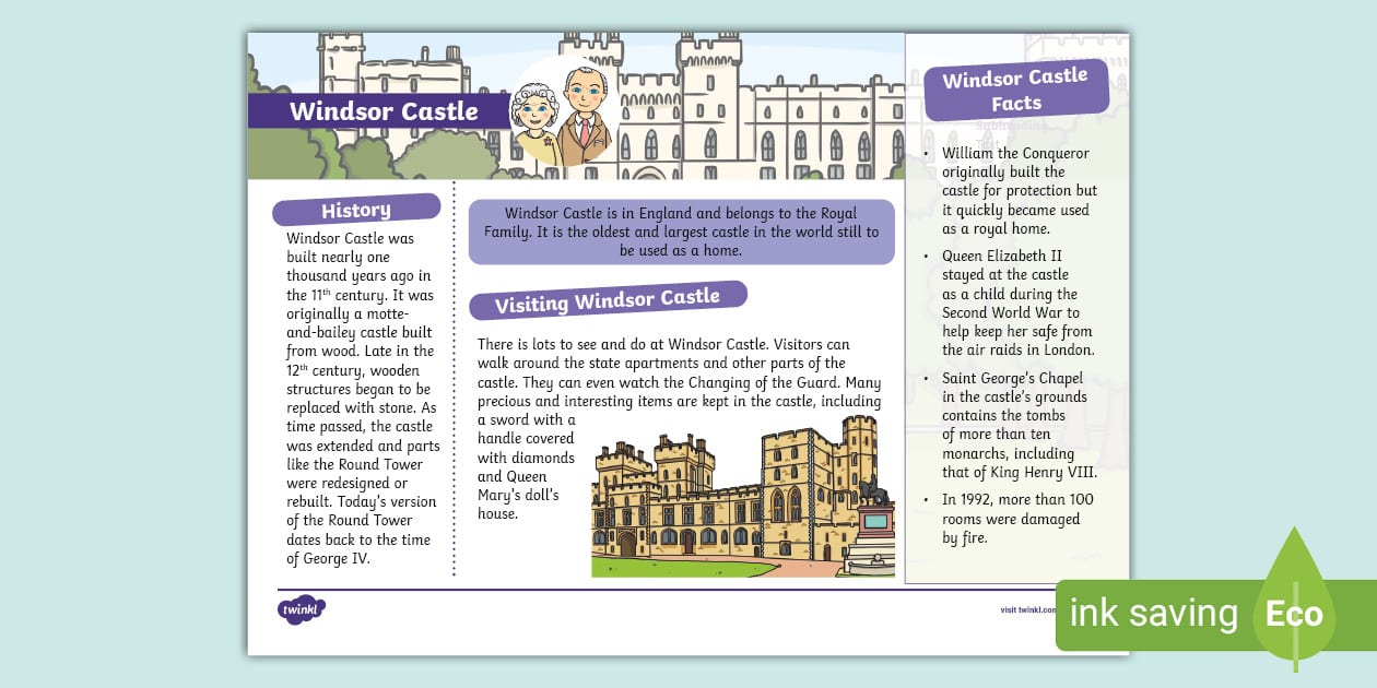 KS1 Windsor Castle Fact File (teacher made) - Twinkl