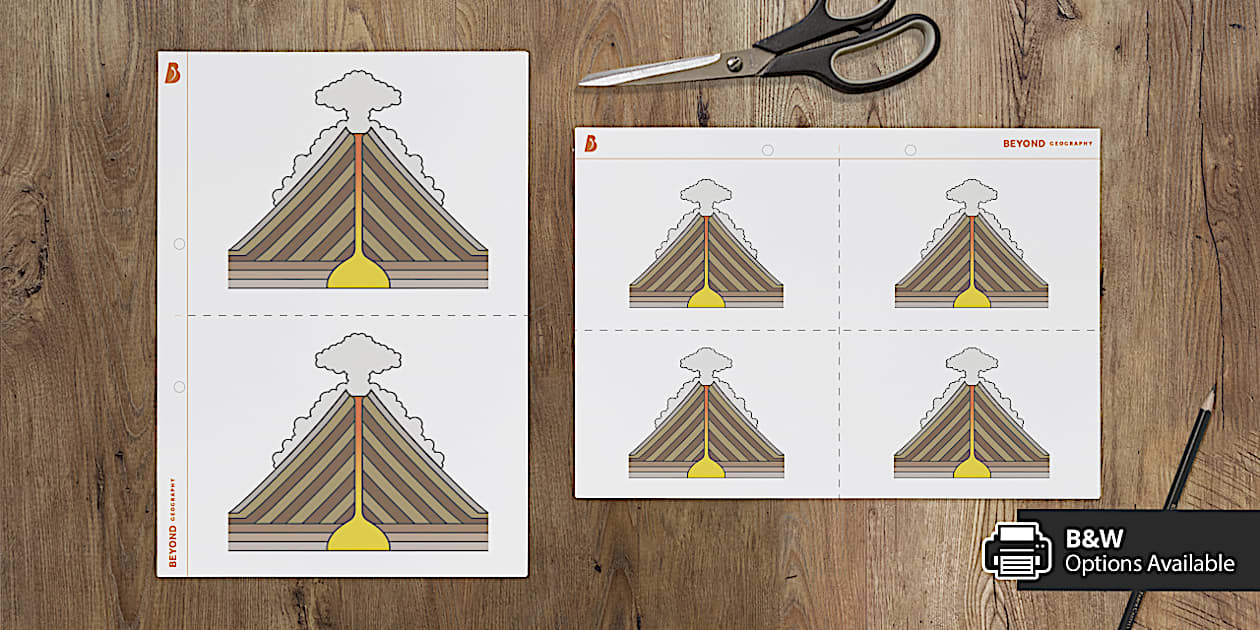 Stratovolcano 2D Cross Section Illustration - Twinkl