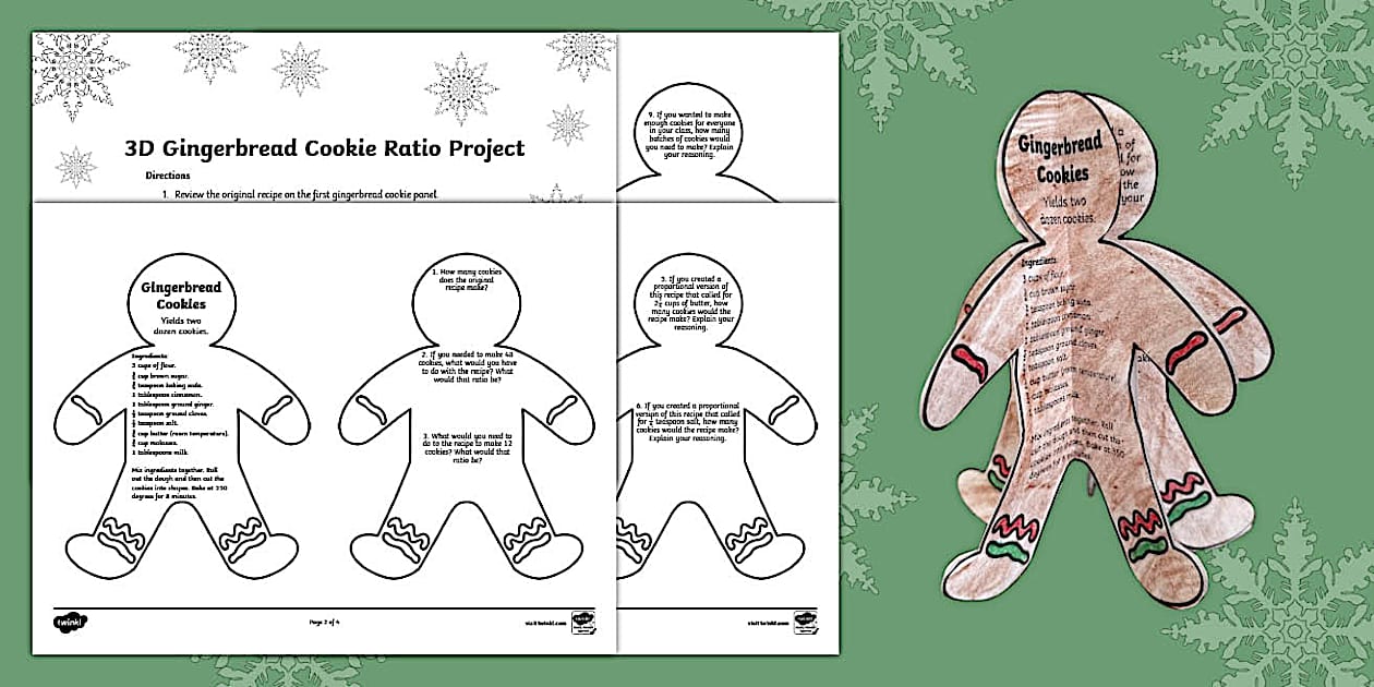Sixth Grade 3D Gingerbread Cookie Ratio Project - Twinkl