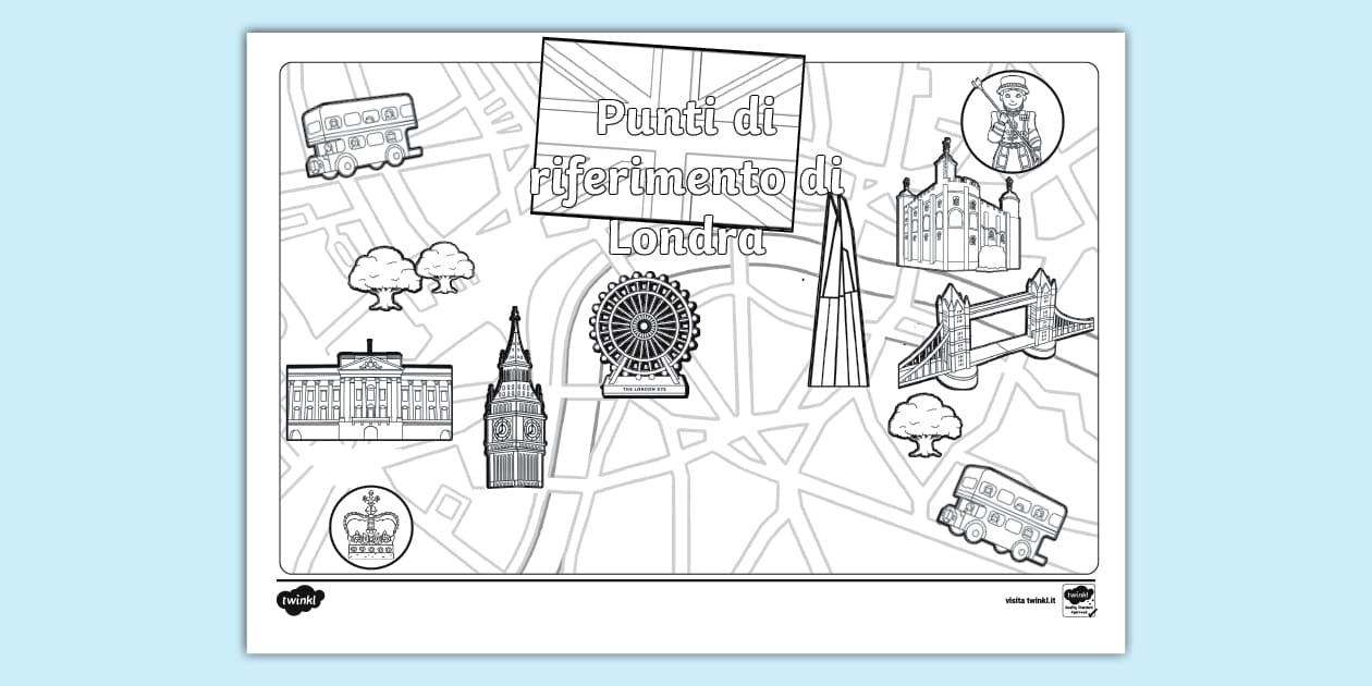 Foglio da colorare: Punti di riferimento di Londra - Twinkl