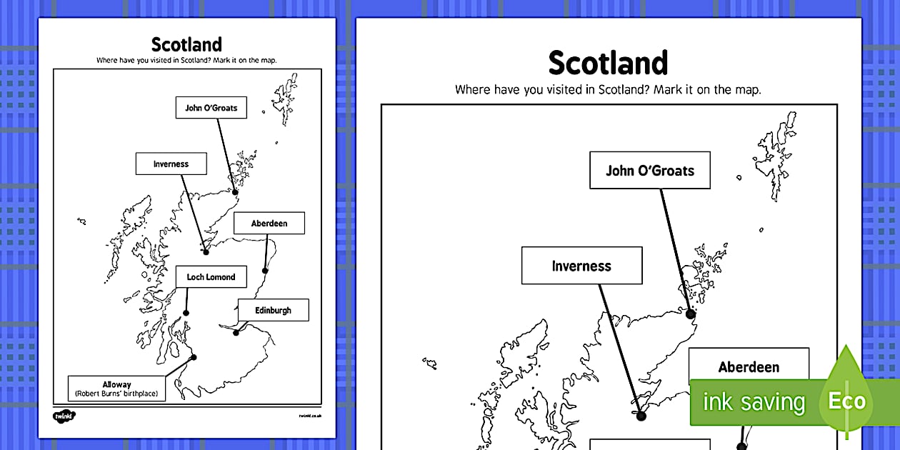 Burns Night Scotland Map Activity (teacher made) - Twinkl