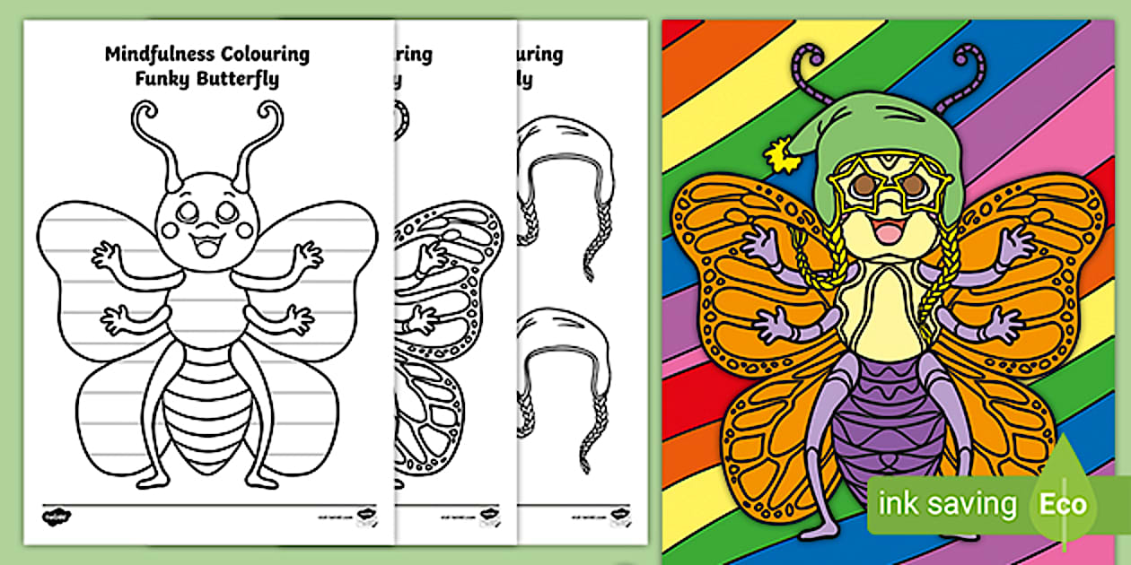 Funky Butterfly Mindfulness Colouring (teacher made)