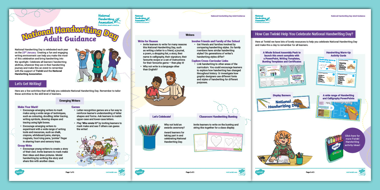 National Handwriting Day Guidance and Activity Ideas Pack