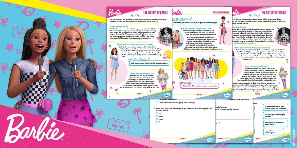 Barbie: The History of Barbie Reading Comprehension Ages 7-9