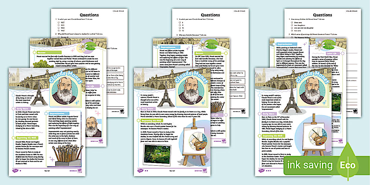 KS2 Claude Monet Differentiated Reading Comprehension