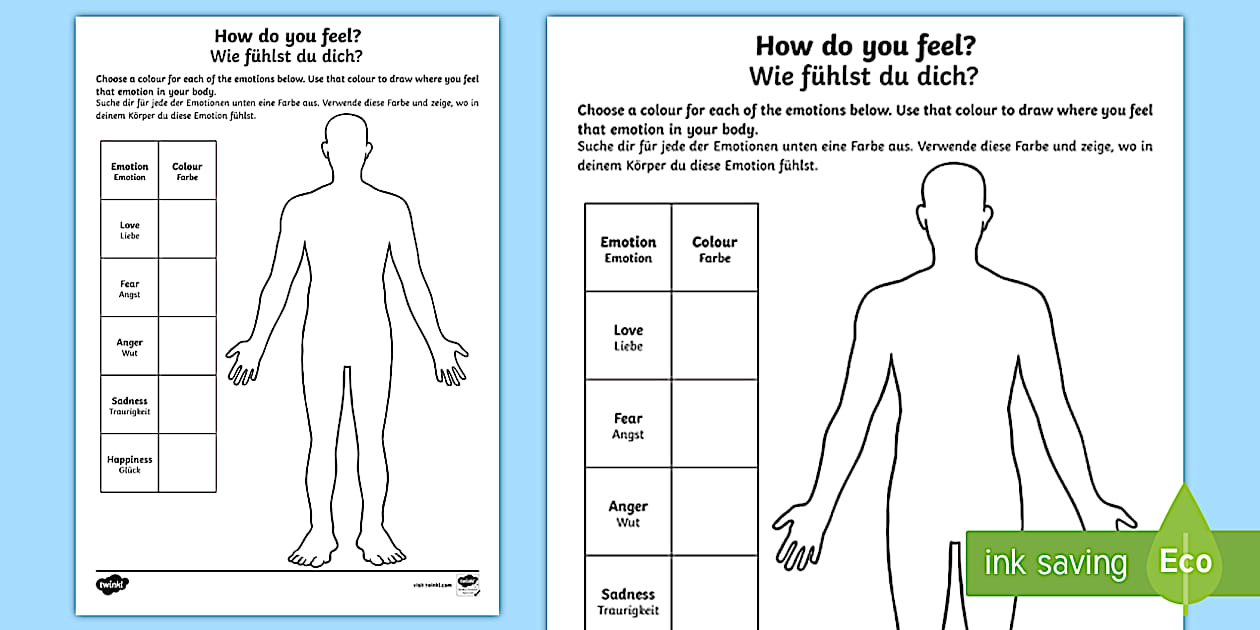 Mindful Me: How Do You Feel? Worksheet / Worksheet English/German