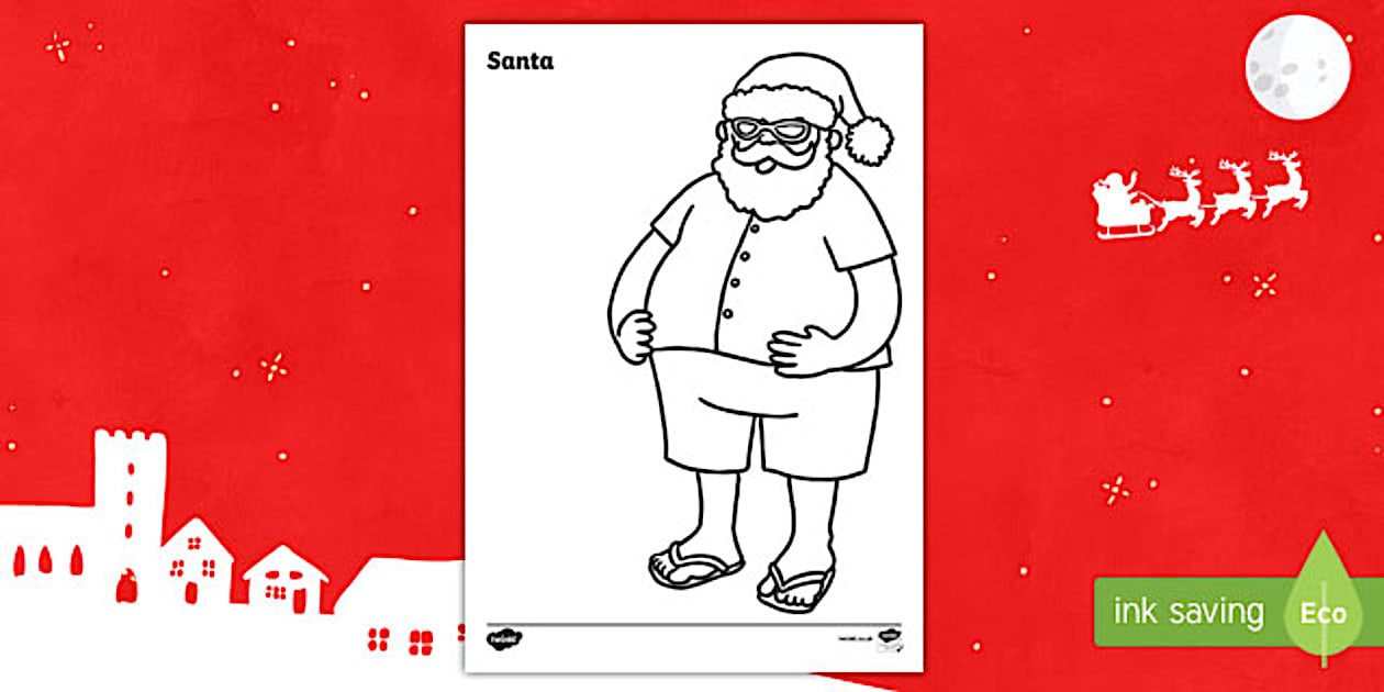 Kiwi Santa Colouring Page - Printable NZ Christmas Resource