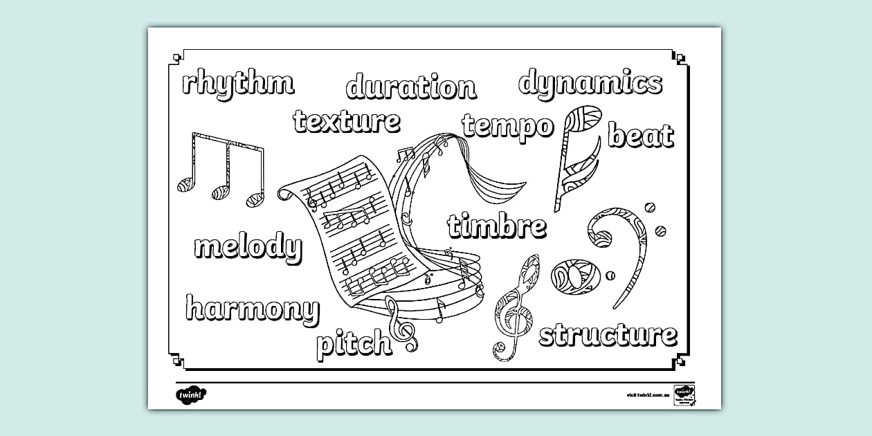Elements of Music Colouring Sheet - Twinkl