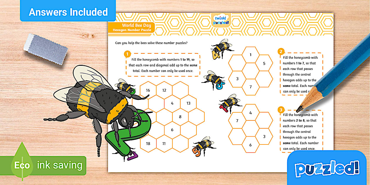 Bee Number Puzzle - Twinkl Puzzled (teacher made) - Twinkl