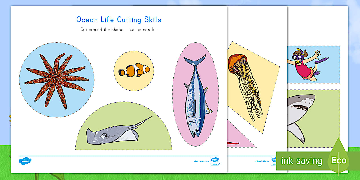 Ocean Cutting Practice Activity for Kids | Twinkl USA