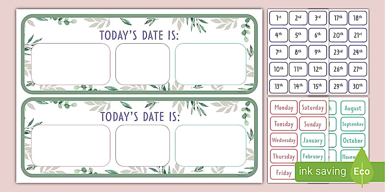 Botanical-Themed Long Date Calendar Display (teacher made)