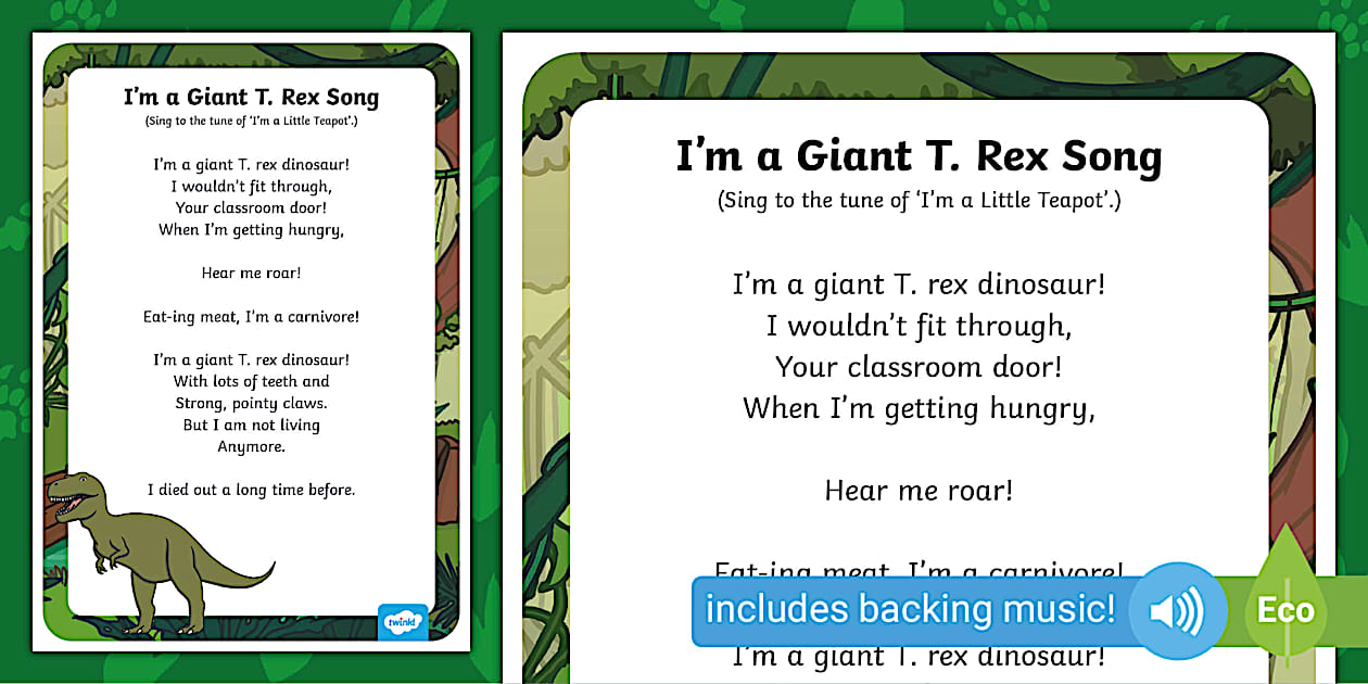 I'm a Giant T. Rex Song - Primary Resources - Twinkl
