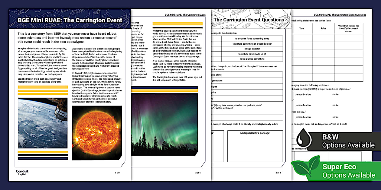 BGE Mini RUAE: The Carrington Event (teacher made) - Twinkl