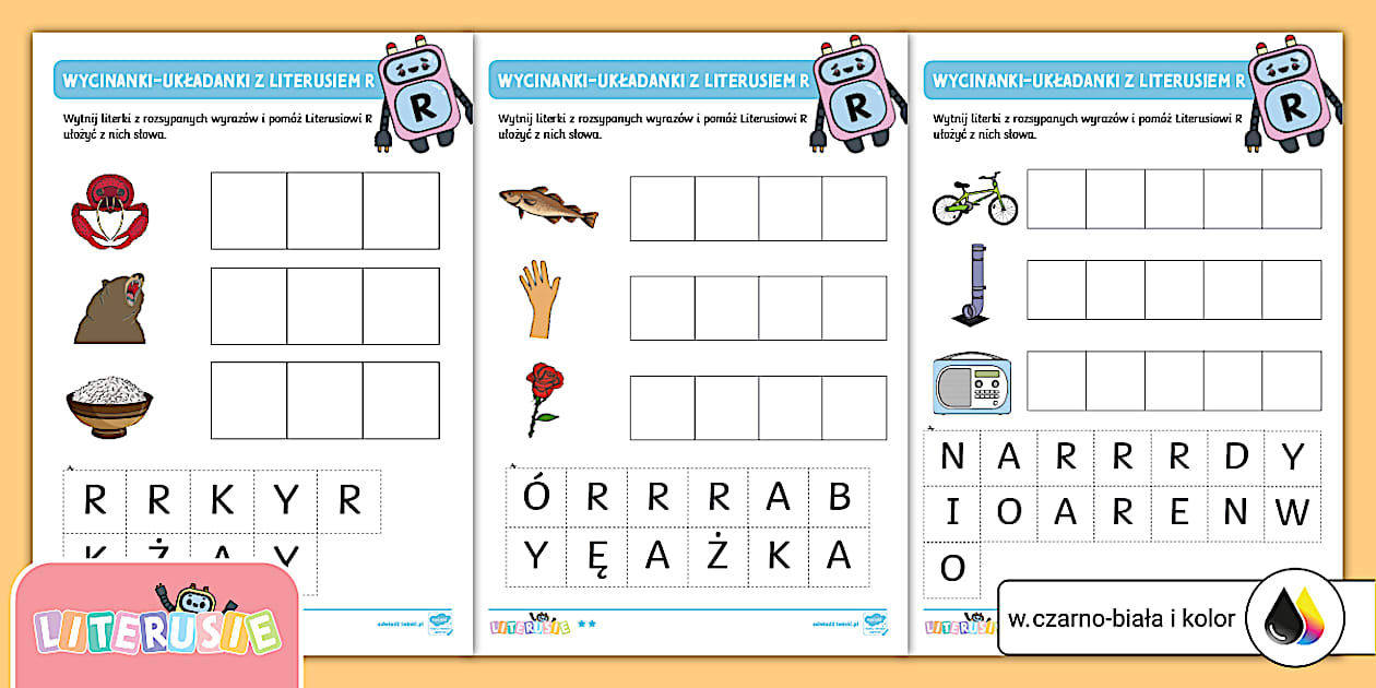 Literuś R | Wycinanki-układanki | Puzzle literowe - Twinkl